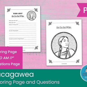 Sacagawea Coloring Page and Worksheets Women's History Month Native ...