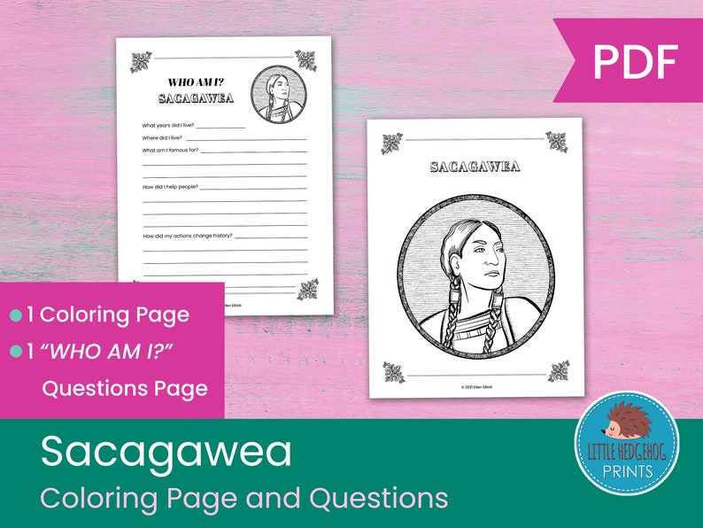 Sacagawea Coloring Page and Worksheets || Women's History Month Native ...