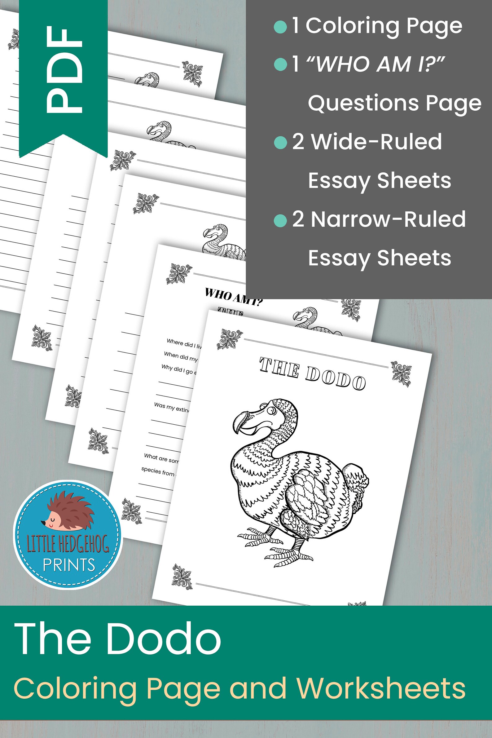 The Dodo Coloring Page and Worksheets || Earth Day National Endangered ...