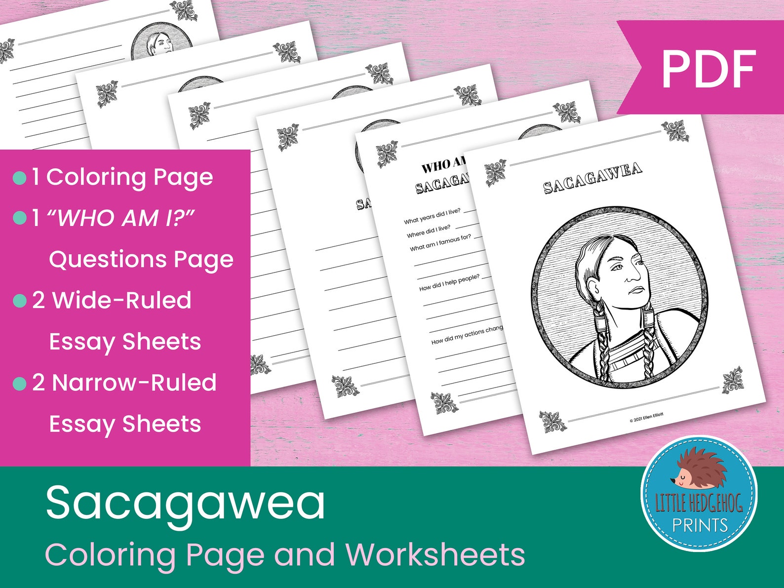 Sacagawea Coloring Page and Worksheets Women's History Month Native ...