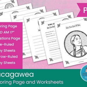 Sacagawea Coloring Page and Worksheets Women's History Month Native ...