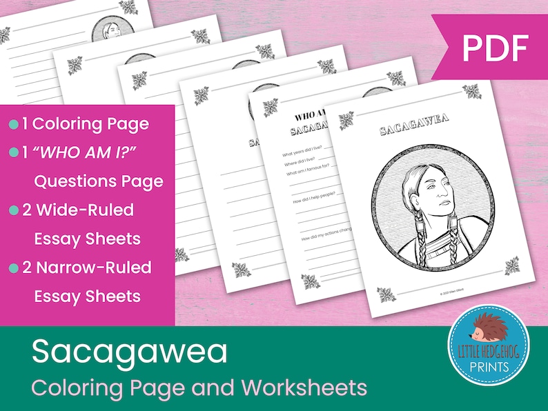 Sacagawea Coloring Page and Worksheets Women's History Month Native ...