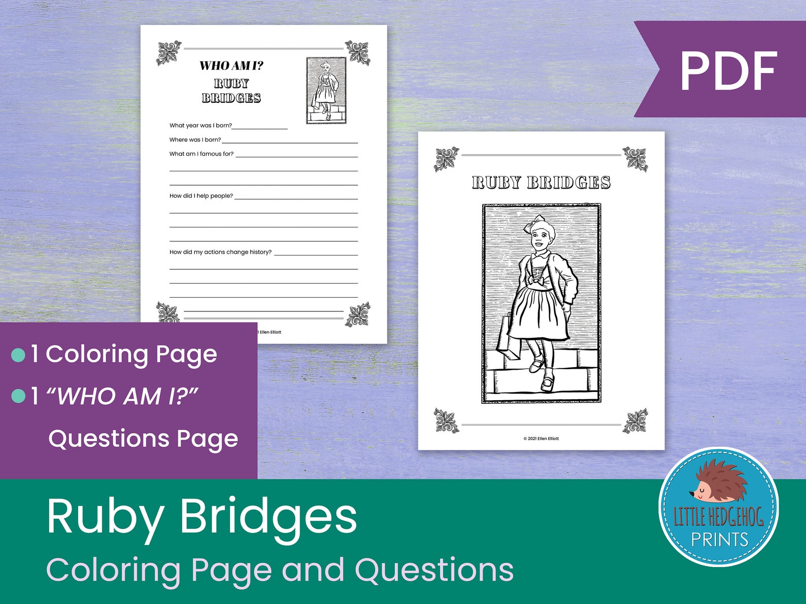 Ruby Bridges Coloring Page and Worksheets - Etsy