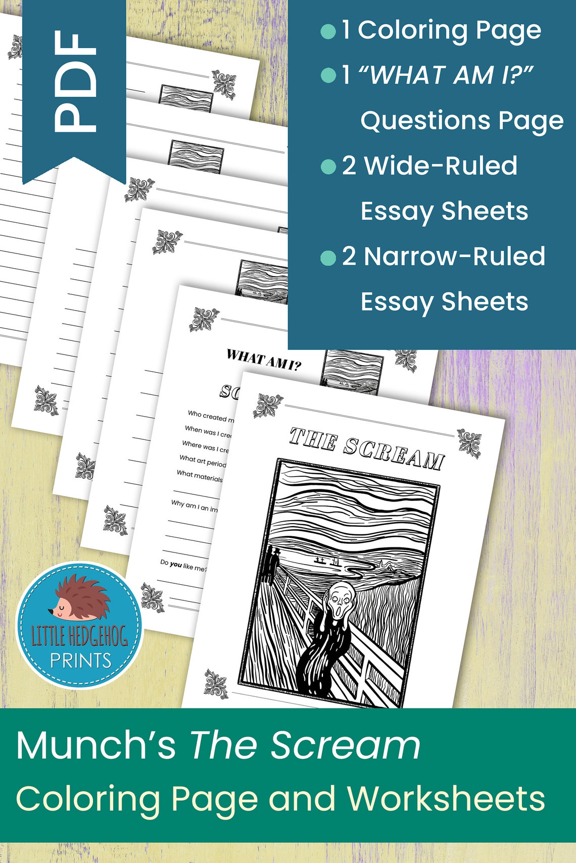 Munch's the Scream Coloring Page and Worksheets Art History Lesson - Etsy