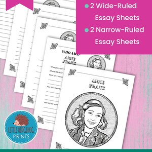 Anne Frank Coloring Page and Worksheets || Women's History Month World ...