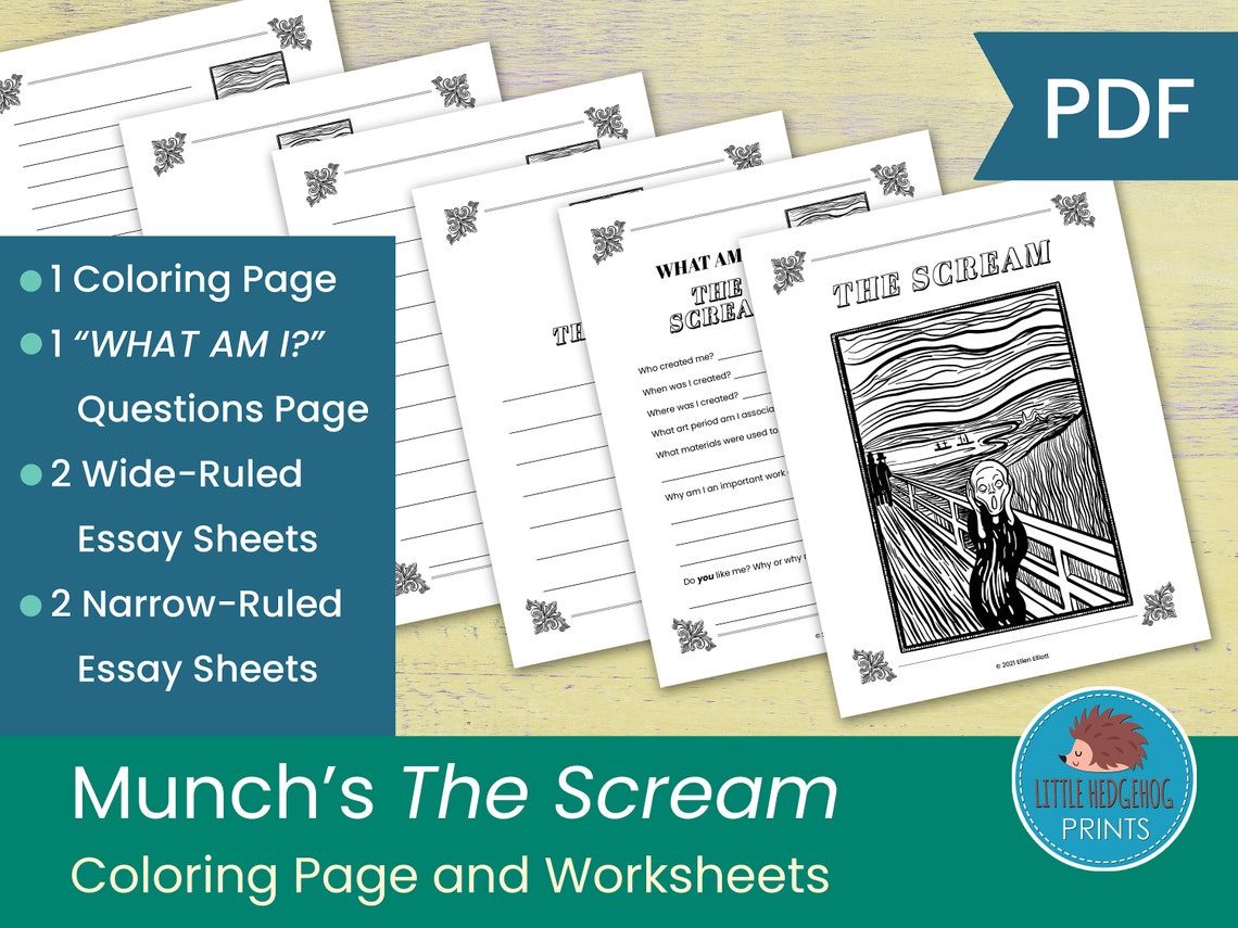 Munch's the Scream Coloring Page and Worksheets Art History Lesson - Etsy