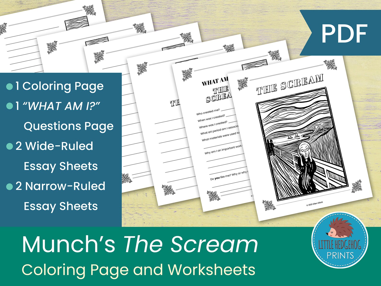 Munch's the Scream Coloring Page and Worksheets Art History Lesson - Etsy