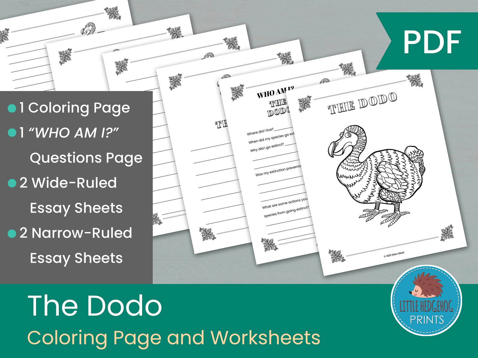 The Dodo Coloring Page and Worksheets Earth Day National Endangered ...