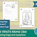 Da Vinci's Mona Lisa Coloring Page and Worksheets || Art History Lesson ...