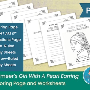 Vermeer's Girl With A Pearl Earring Coloring Page and Worksheets || Art ...