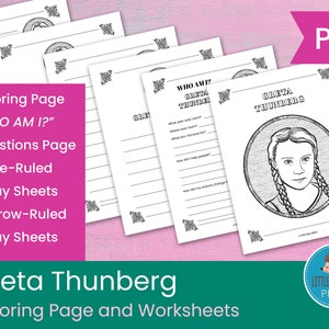 Greta Thunberg Coloring Page and Worksheets | Etsy