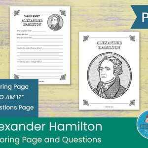 Alexander Hamilton Coloring Page and Worksheets || American History - Etsy