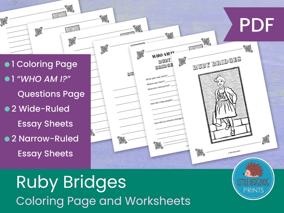 Ruby Bridges Coloring Page and Worksheets - Etsy