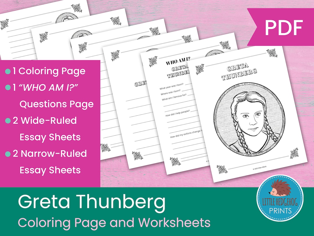 Greta Thunberg Coloring Page and Worksheets Women's - Etsy