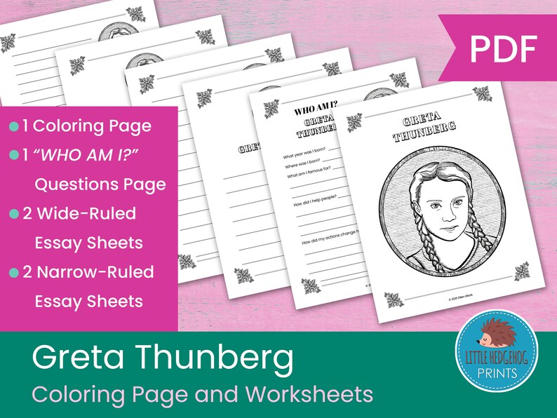 Greta Thunberg Coloring Page and Worksheets Women's - Etsy