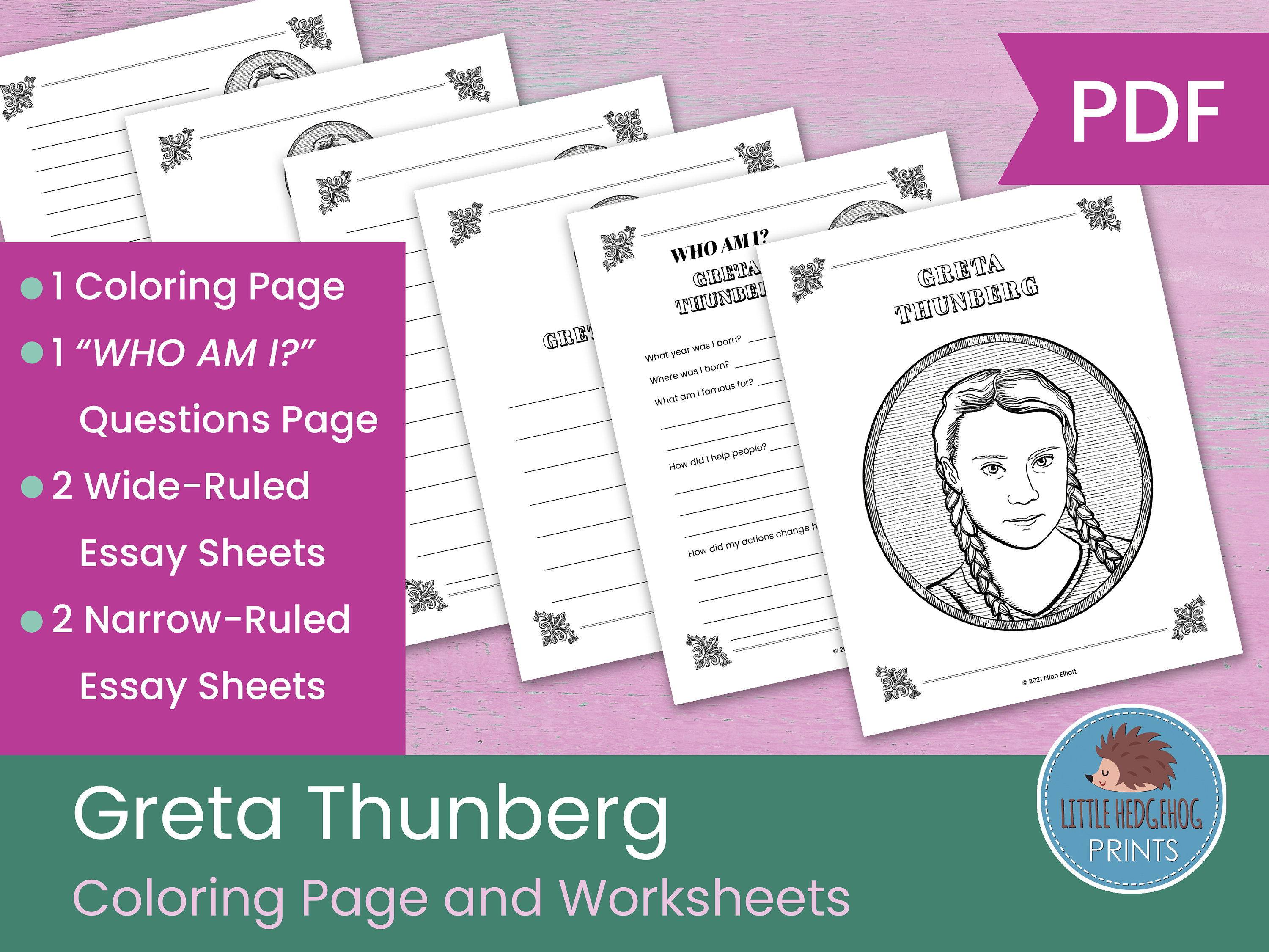 Greta Thunberg Coloring Page and Worksheets || Women's History Month ...