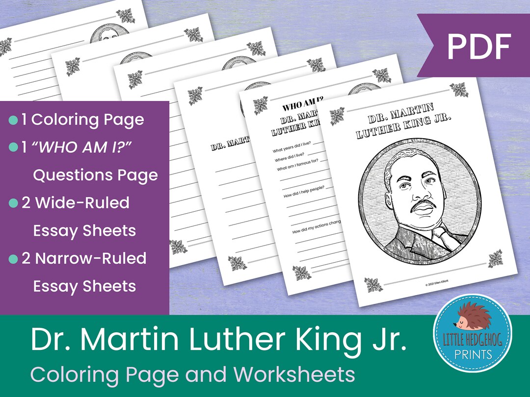 Dr. Martin Luther King Jr. Coloring Page and Worksheets - Etsy