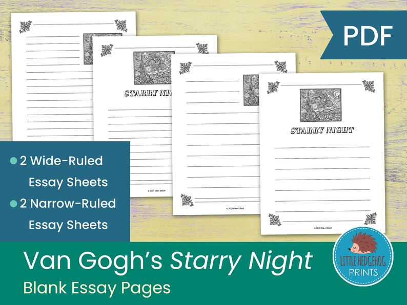 Van Gogh's Starry Night Coloring Page and Worksheets || Art History ...