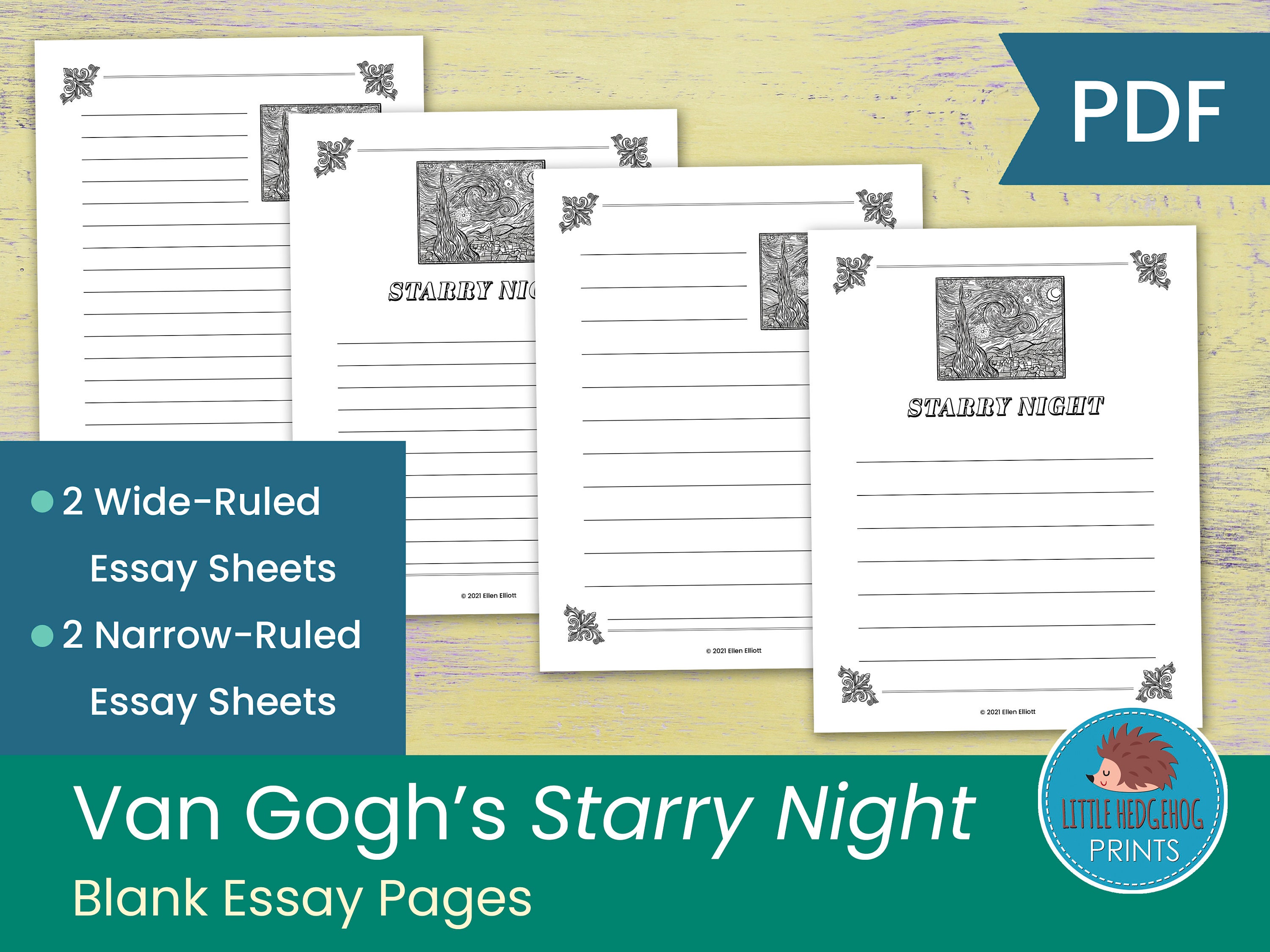 Van Gogh's Starry Night Coloring Page and Worksheets || Art History ...