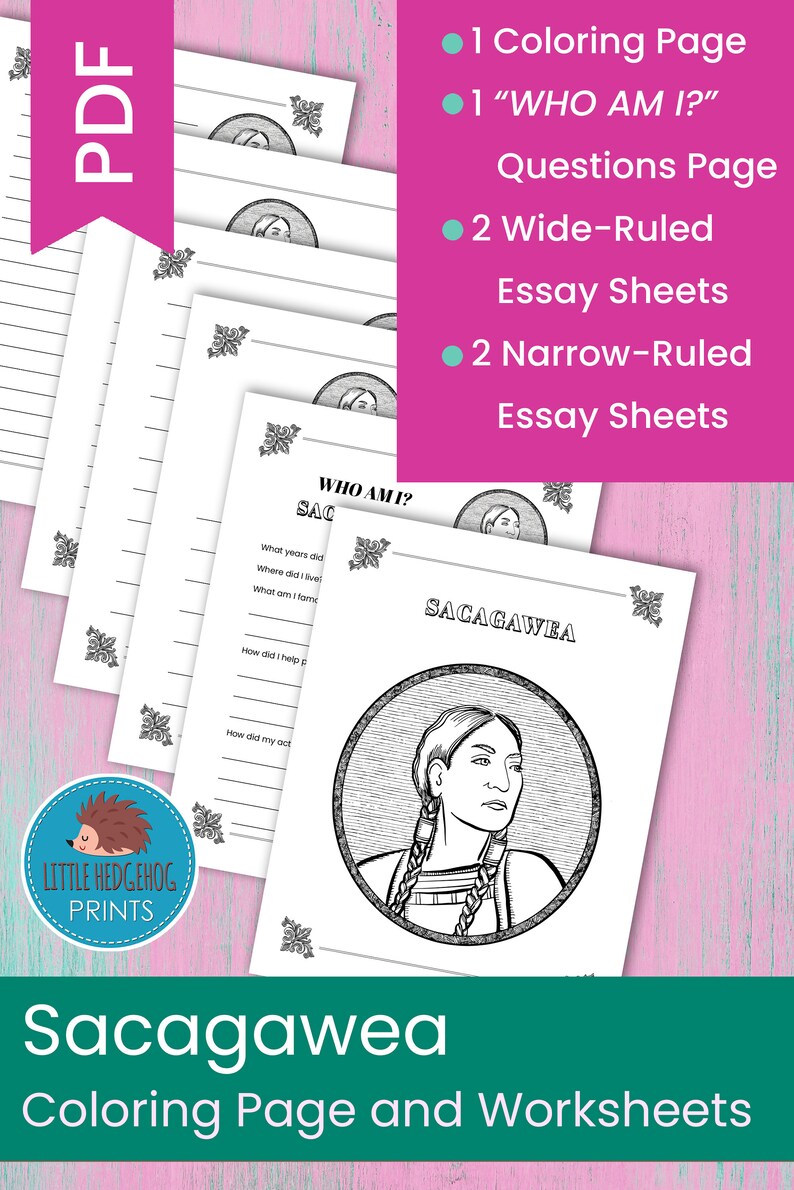 Sacagawea Coloring Page and Worksheets Women's History - Etsy