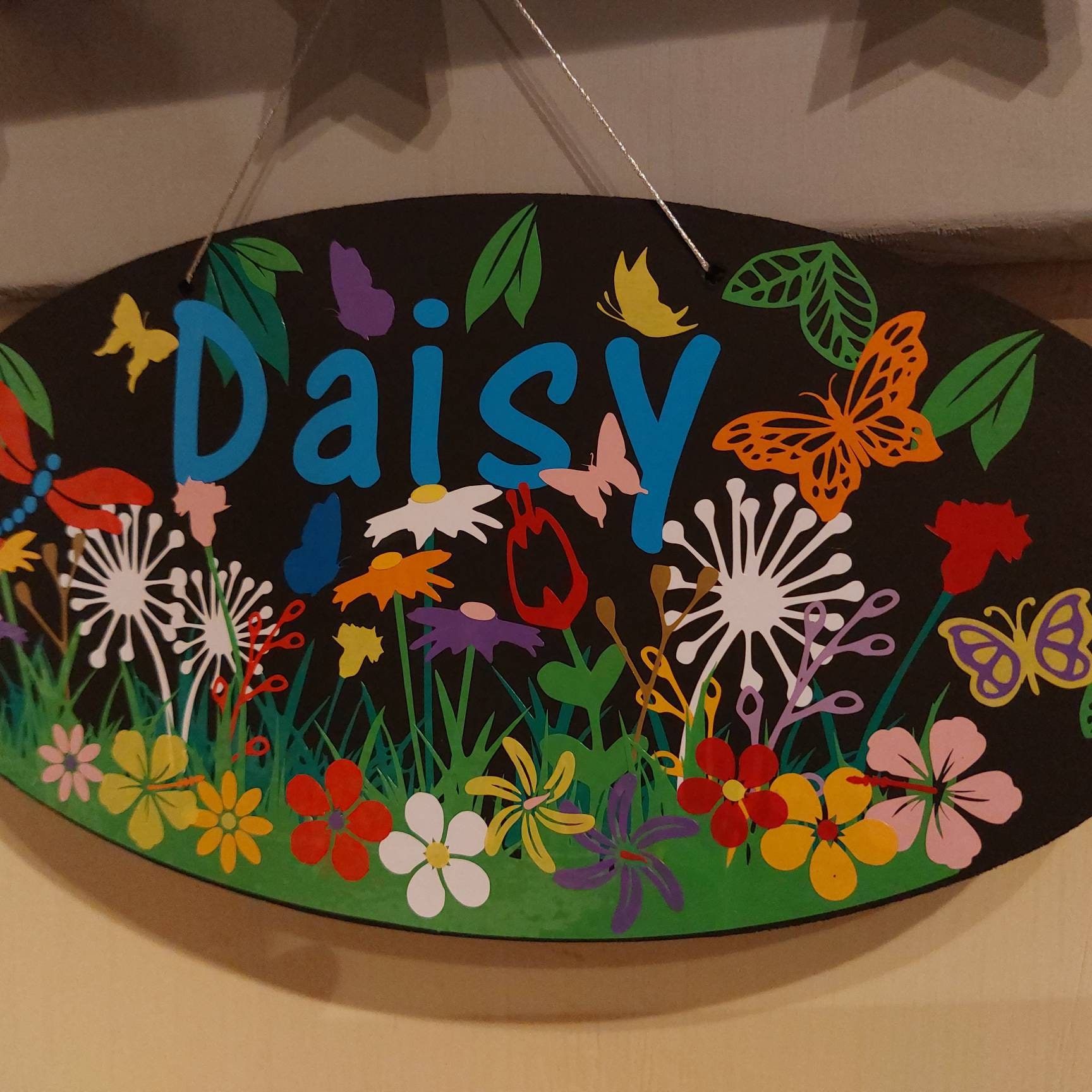 Flower Themed Name Plaque Door Sign Name Sign Flower | Etsy