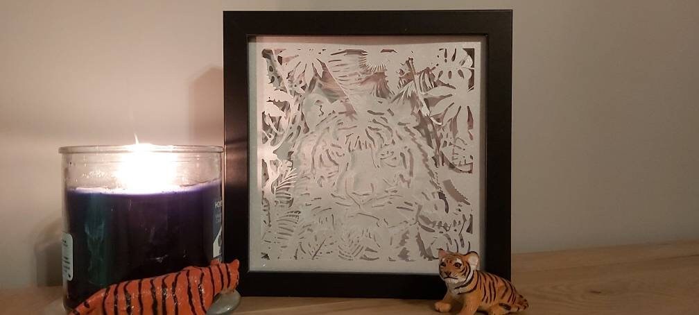 Hidden Tiger shadow lightbox - Shadowbox - Light Box - 3d Picture ...