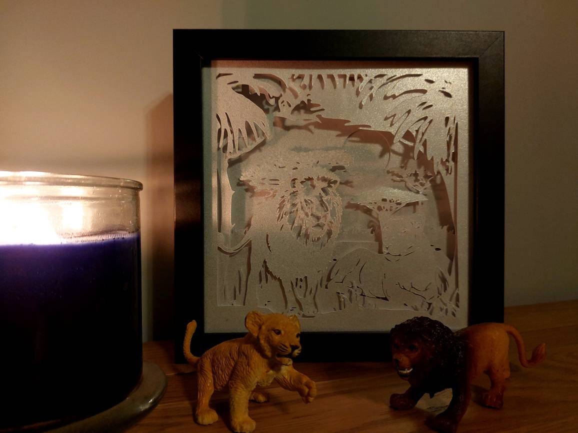 Lion Shadow Lightbox - Lion Lightbox - 3D Picture - Christmas Gift ...