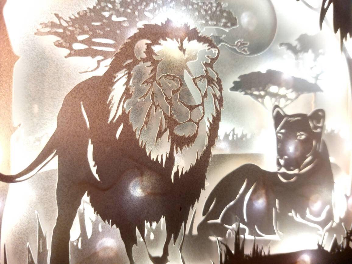 Lion Shadow Lightbox - Lion Lightbox - 3D Picture - Christmas Gift ...