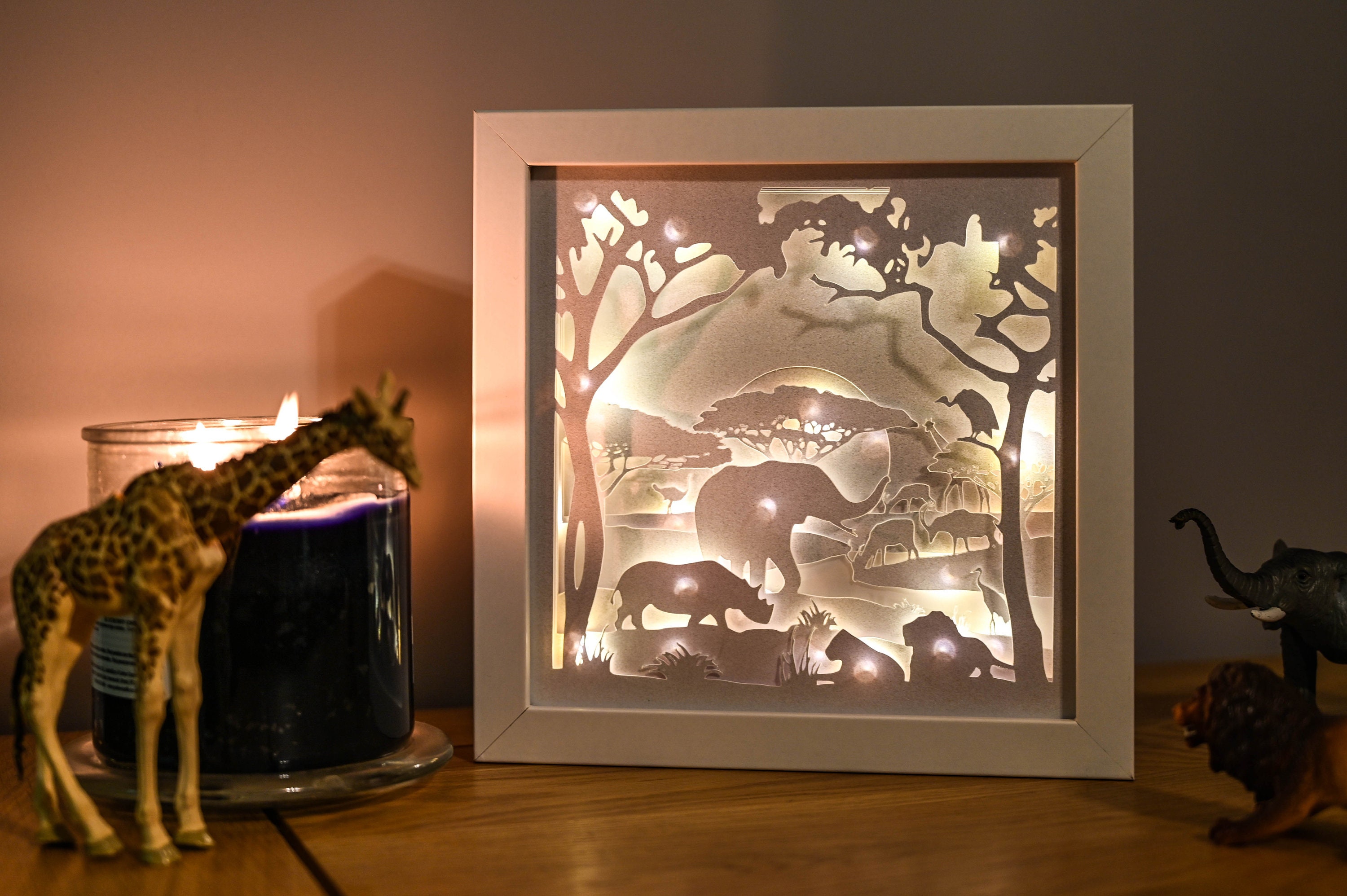 Safari Shadow Lightbox - Safari Lamp - Shadowbox - Light Box - Safari ...