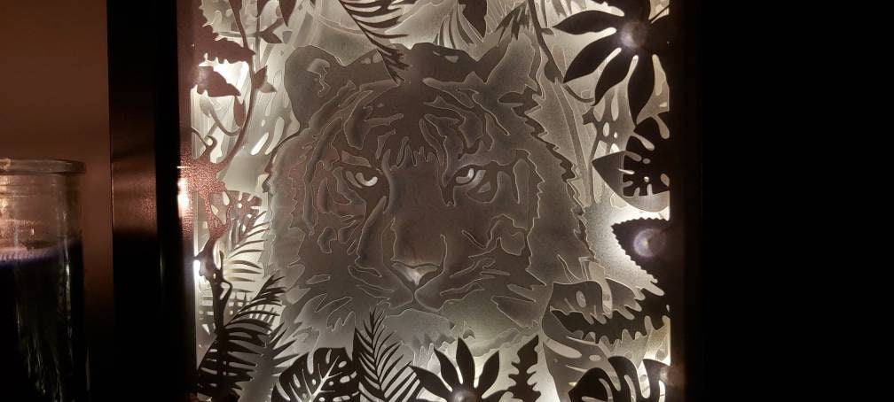 Hidden Tiger shadow lightbox Shadowbox Light Box 3d Picture Gift Tiger ...