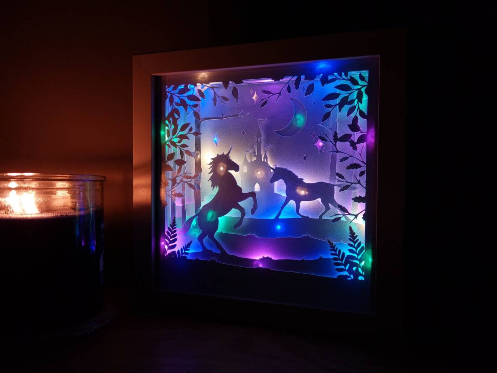 Unicorn Shadow Lightbox - Shadowbox - Light Box - 3d Picture - Christmas Gift - Unicorn Gift ...