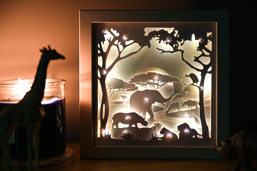 Safari Shadow Lightbox - Safari Lamp - Shadowbox - Light Box - Safari ...