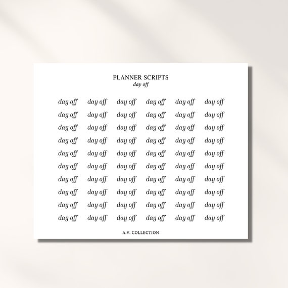 Paper & Party Supplies Calendars & Planners Paper PS02-025 Day Off script Diary stickers Clear ...