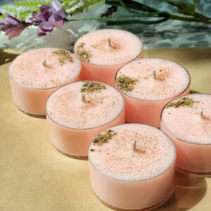 Pink Rose Soy Tealights | Set of 6 | Rose Tealight Candles ...