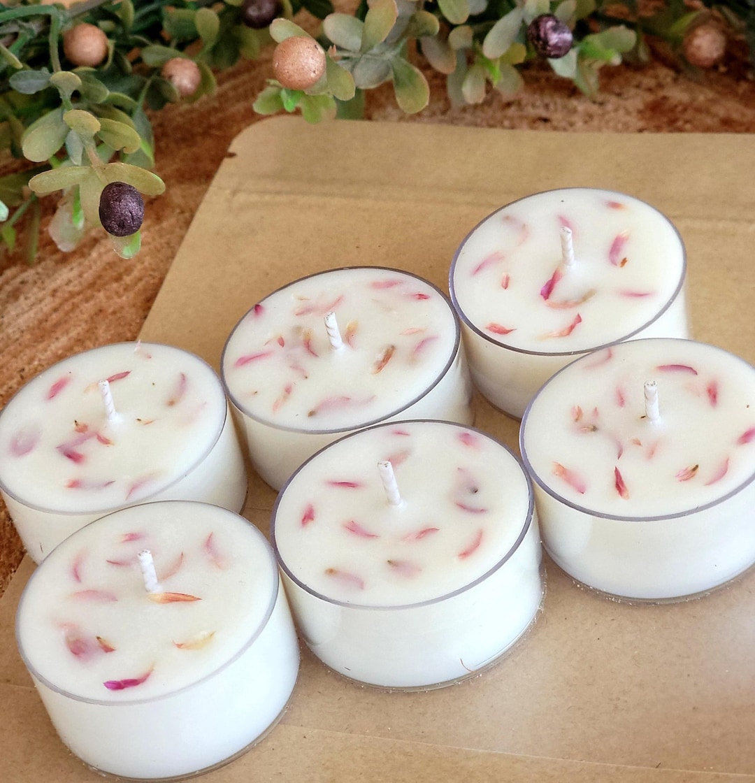 Water Lily Jasmine Soy Wax Tea Lights: Set of 6, Floral Tealights - Etsy