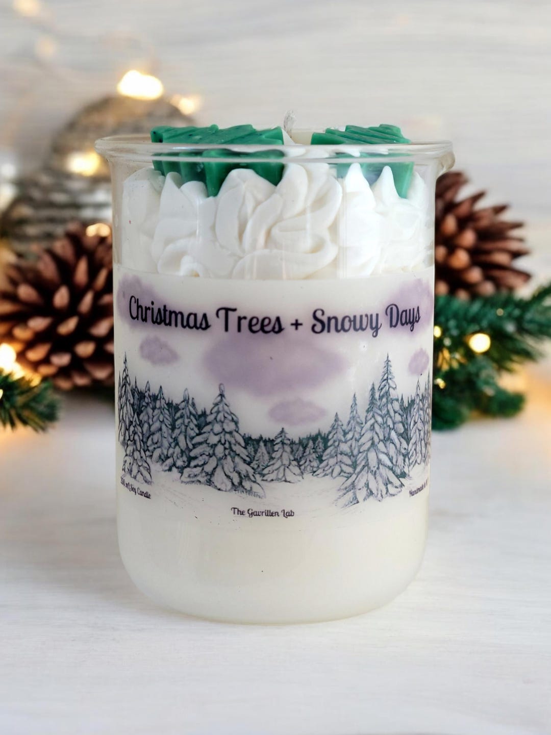 Christmas Candle Christmas Trees and Snowy Days Soy Candle Glass Beaker ...