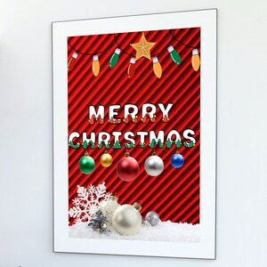 Merry Christmas Printable Portrait Poster Holiday Wall Art PDF Instant ...