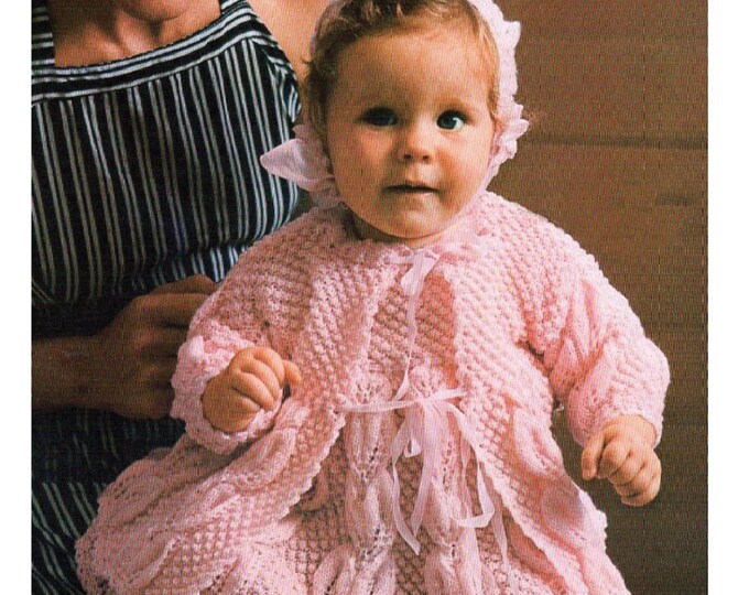CUTE Vintage Baby Coat Dress Shoes Bonnet Knitting Pattern Baby Girl 3 ...