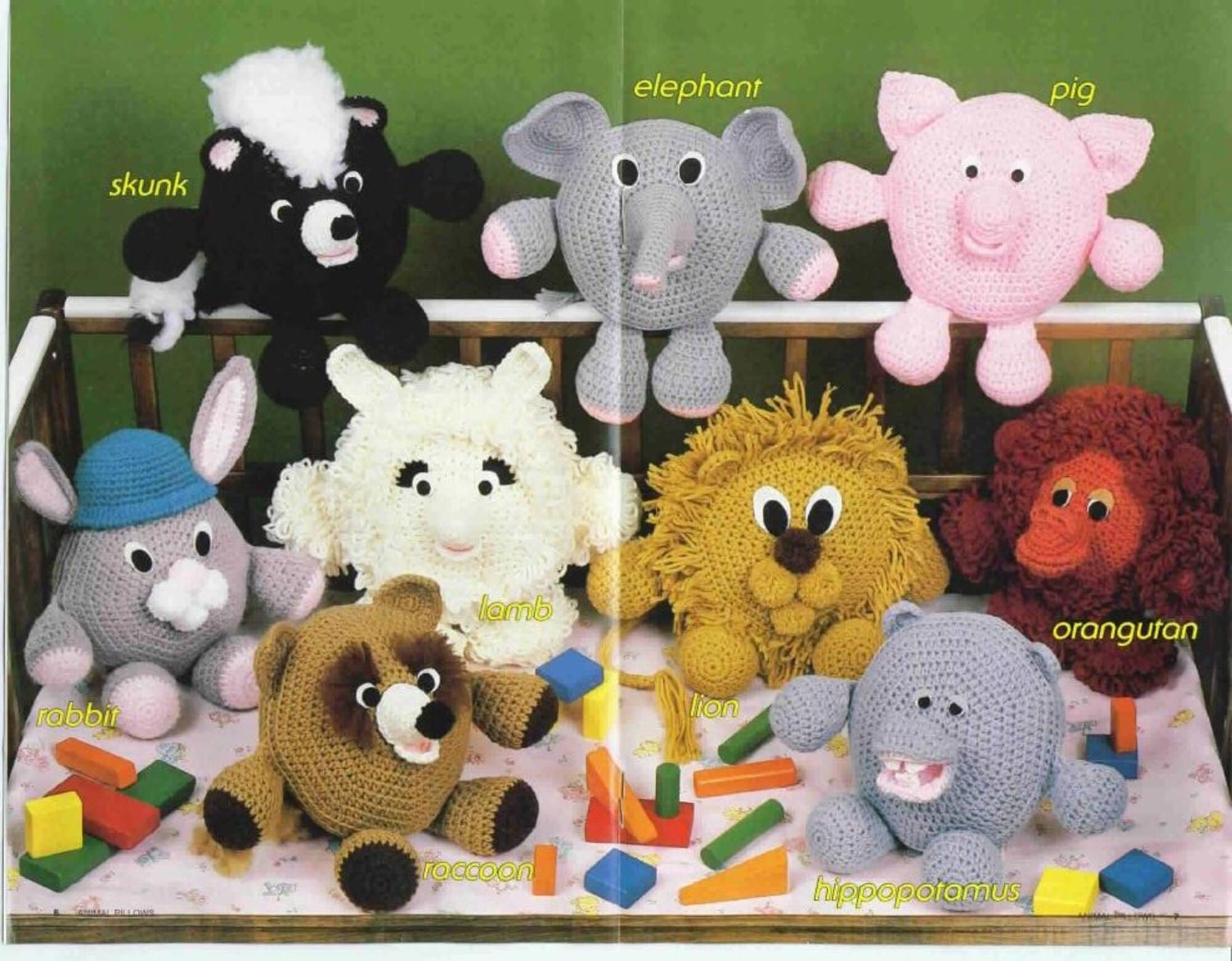 ALMOST FREE 9 Vintage Crochet Animal Pillows Patterns Cute - Etsy