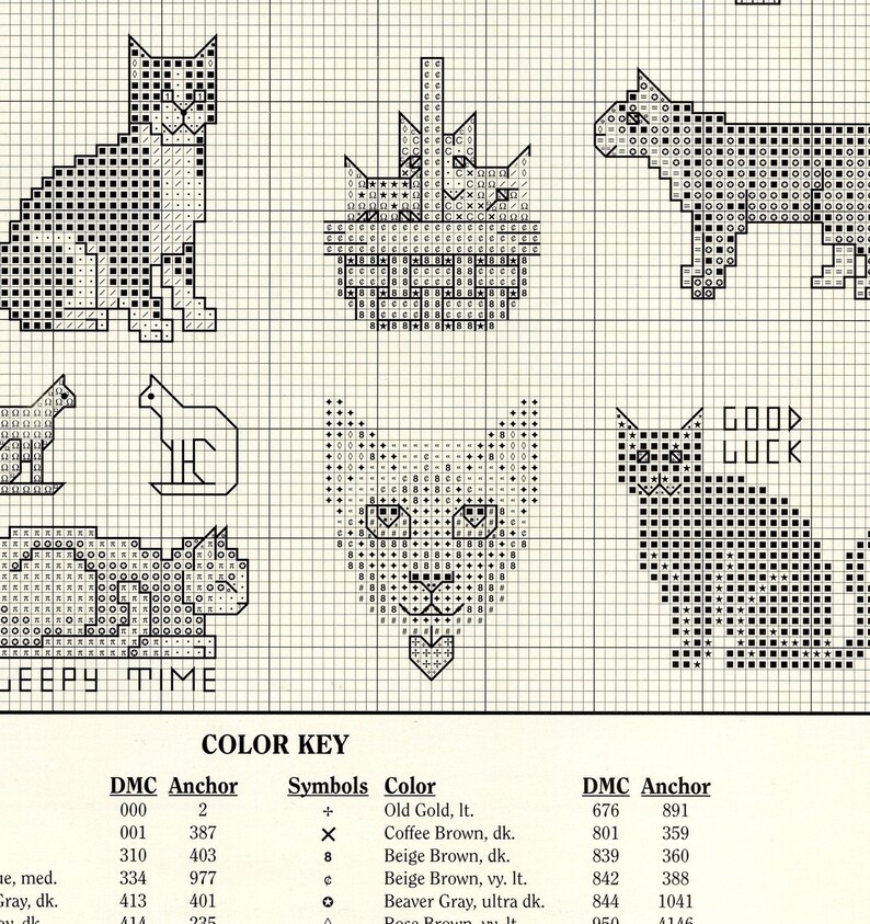 Vintage 35 CATS Mini Cross Stitch Easy Embroidery Needlepoint - Etsy