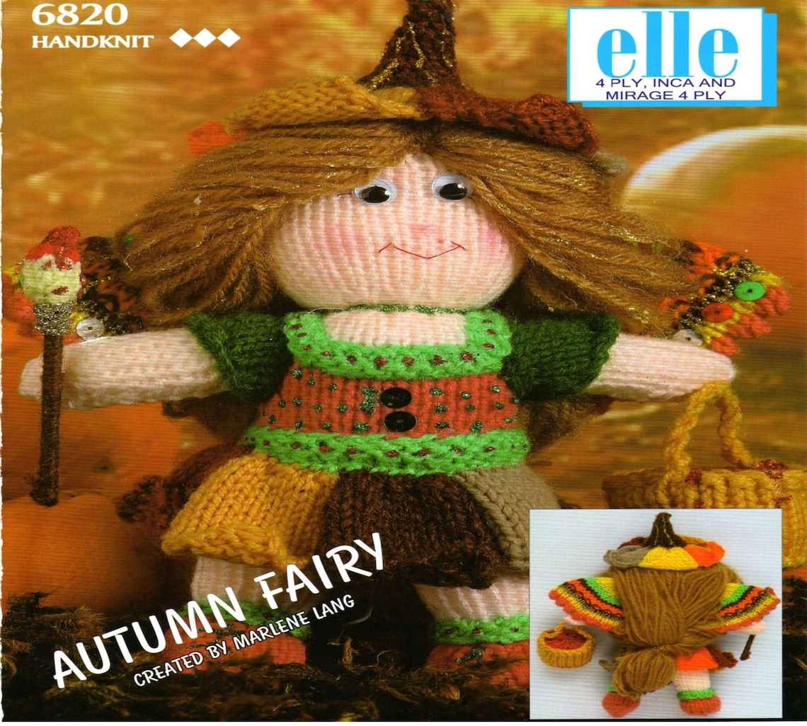 CUTE Vintage Knitted Fairy Pattern Doll Toy Autumn PDF Instant - Etsy