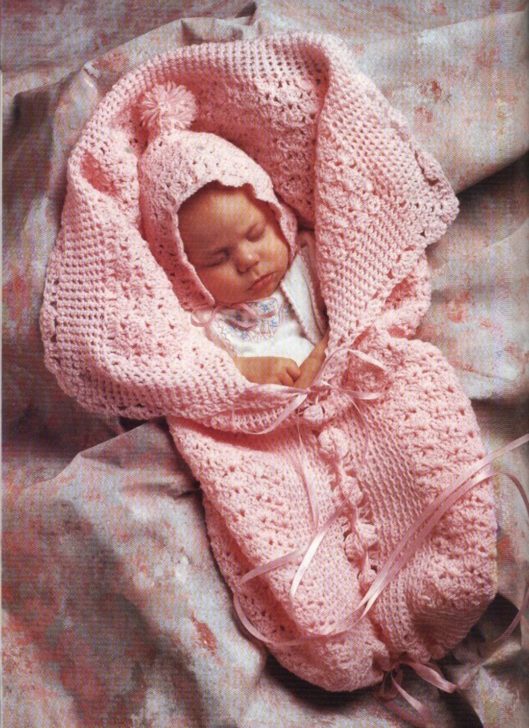 CUTE Vintage Baby Bunting and Bonnet Crochet Pattern Pdf Instant ...