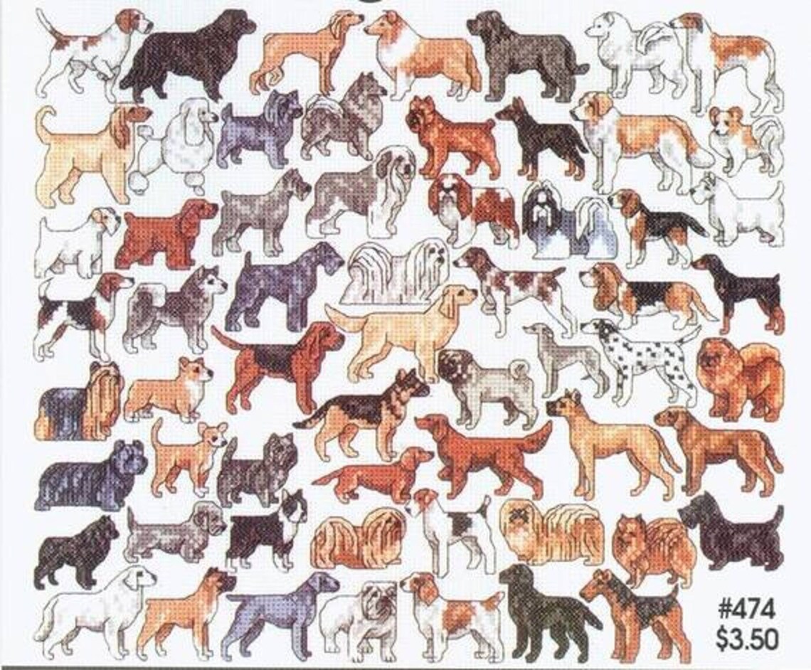 Vintage DOG BREEDS Mini Cross Stitch Easy Embroidery - Etsy