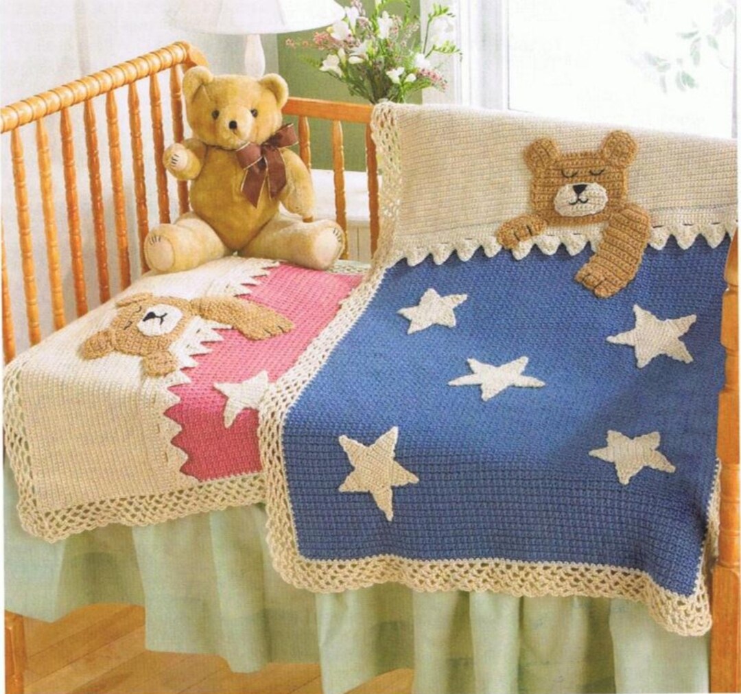 CUTE Afghan Crochet Pattern Lovely Bears and Stars Pdf Instant Download ...