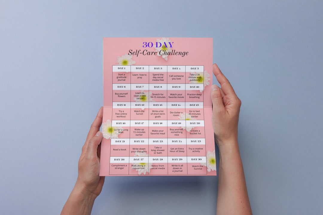 30 Day Self Care Challenge Organizer Progress Tracker Printable PDF ...