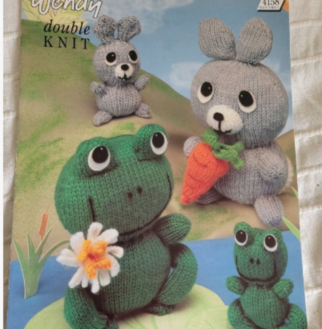 CUTE Vintage Rabbit and Frog Toys Knitting Pattern Pdf Instant Download ...