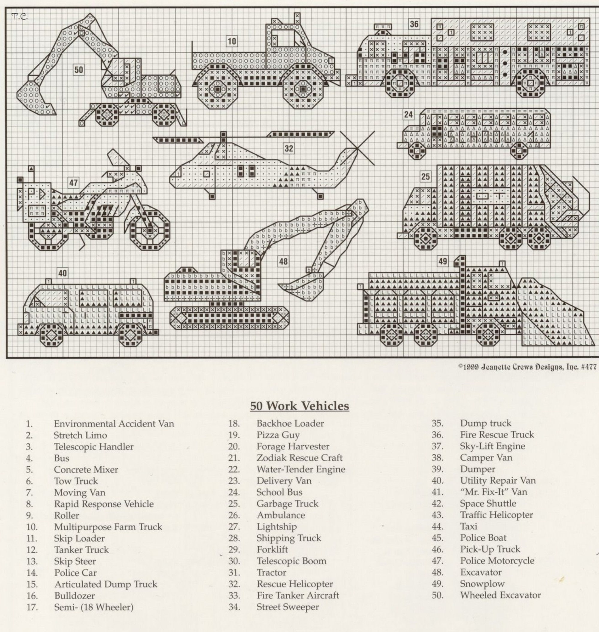 50 WORK VEHICLES Vintage Cross Stitch Patterns Set Pdf Instant - Etsy ...