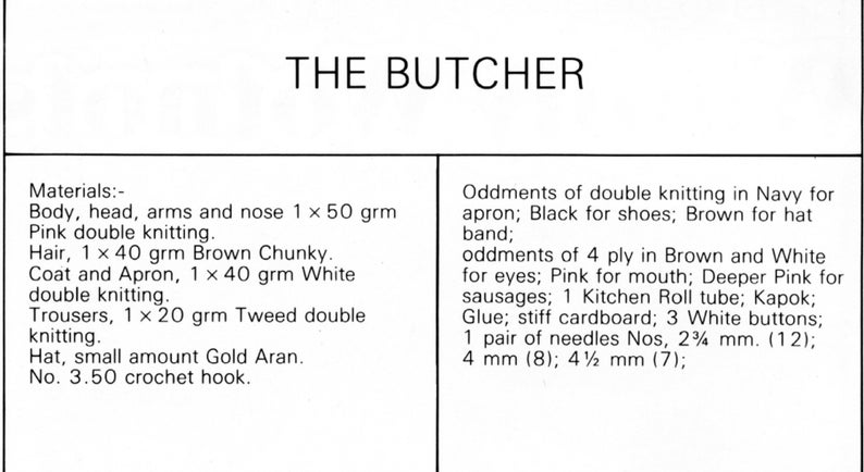 Vintage Butcher Toy Knitting Pattern Pdf Instant Download Easy | Etsy
