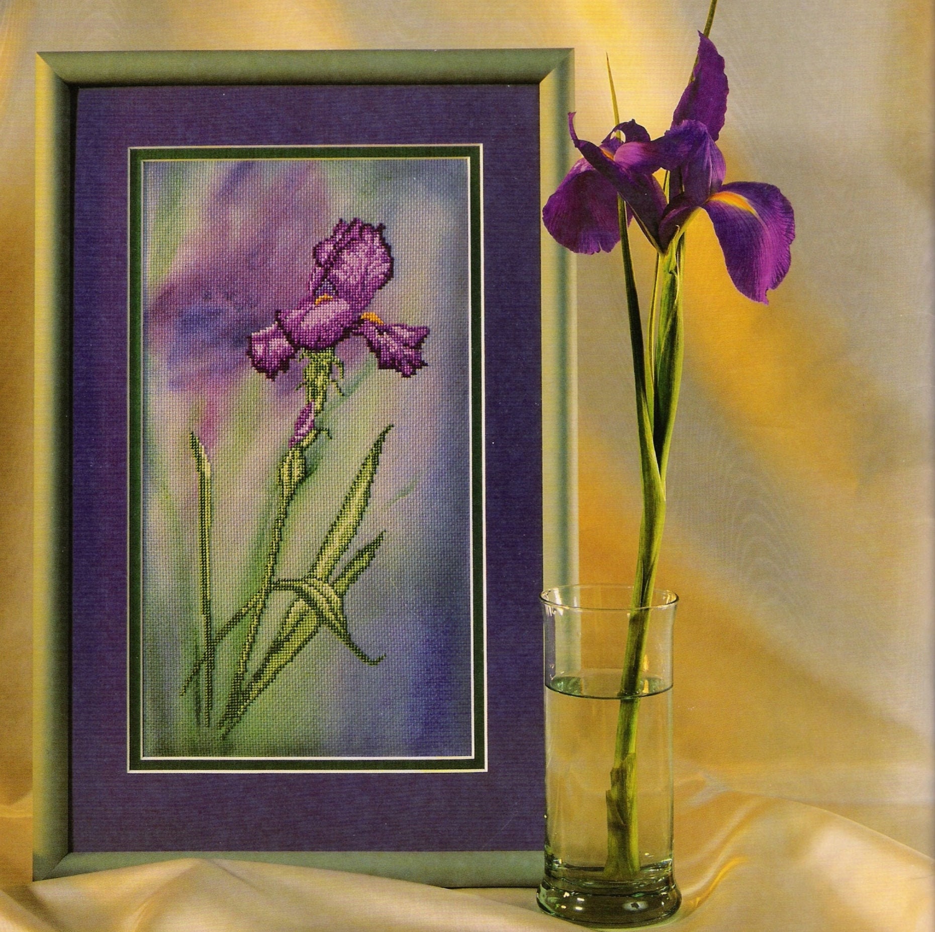 ALMOST FREE Vintage IRIS Cross Stitch Chart Flower Embroidery - Etsy ...