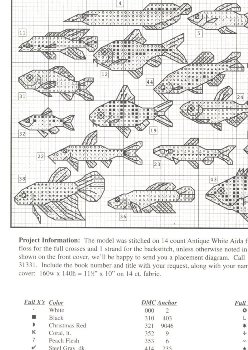 90 AQUARIUM FISH Motifs Vintage Mini Cross Stitch Pattern PDF - Etsy